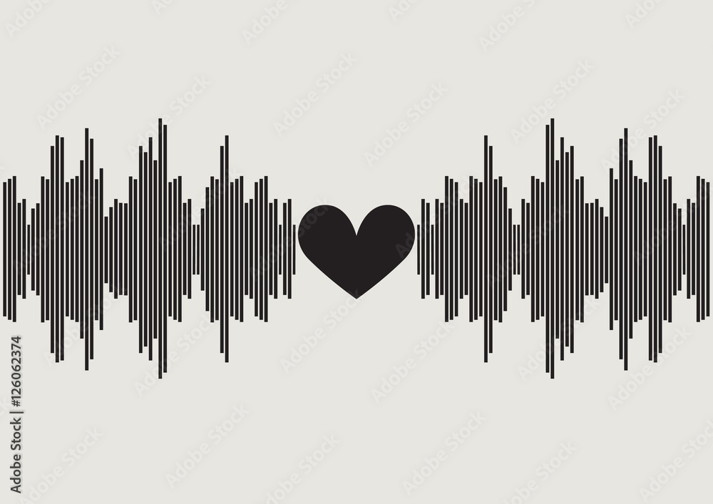Sound wave with heart shape in center | voice of music equalizer design ...