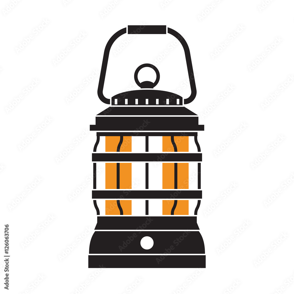 Vintage camping lantern silhouette isolated on white background. Retro ...