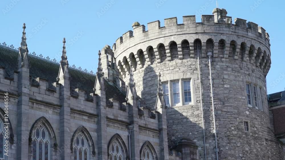 The beautiful Dublin castle in the outside view. Dublin Castle is the ...