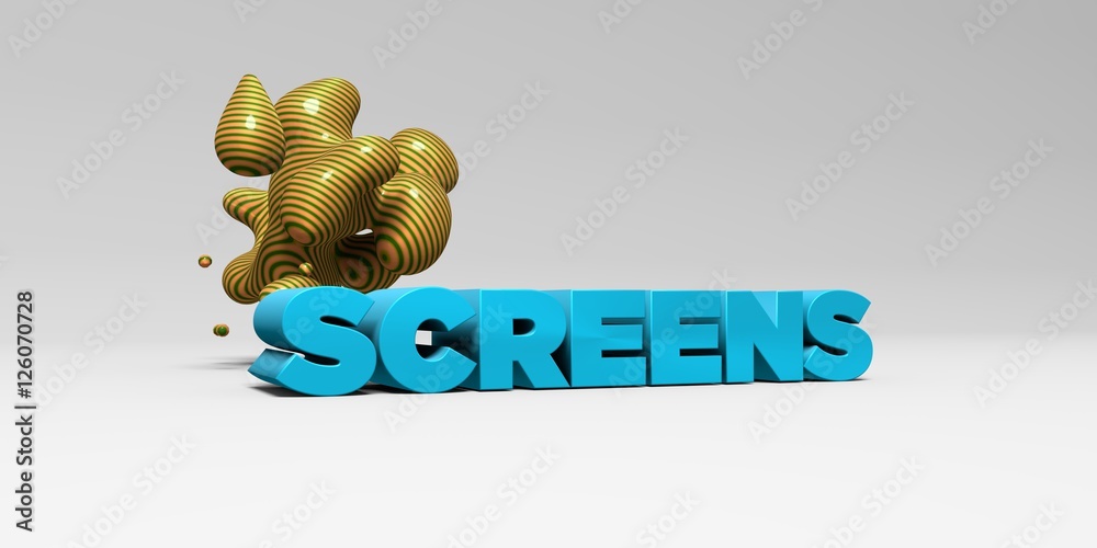 SCREENS - color type on white studiobackground with design element - 3D ...