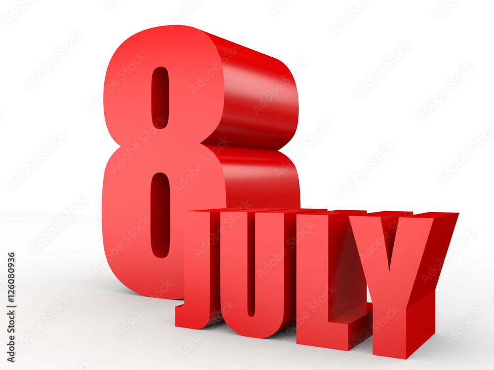 July 8. Text on white background. Stock Illustration | Adobe Stock