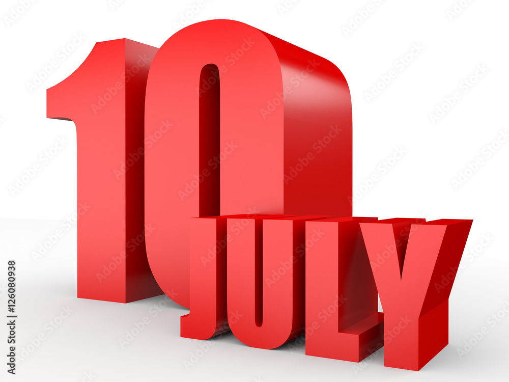 July 10. Text on white background. Stock Illustration | Adobe Stock