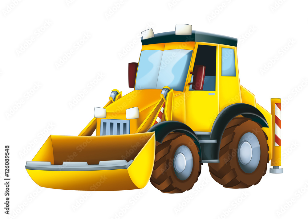Cartoon funny excavator - isolated background - illustration for ...