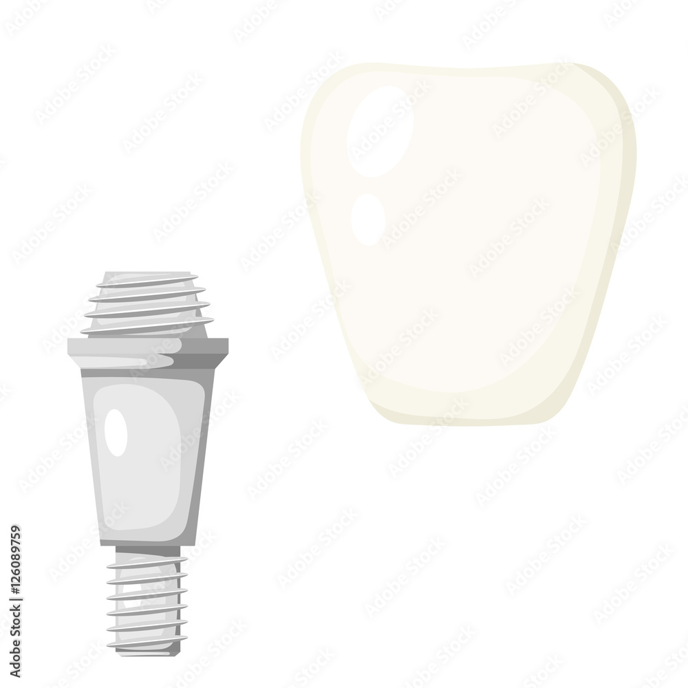Vector illustration of a pin tooth. Cartoon style prosthetic too Stock ...