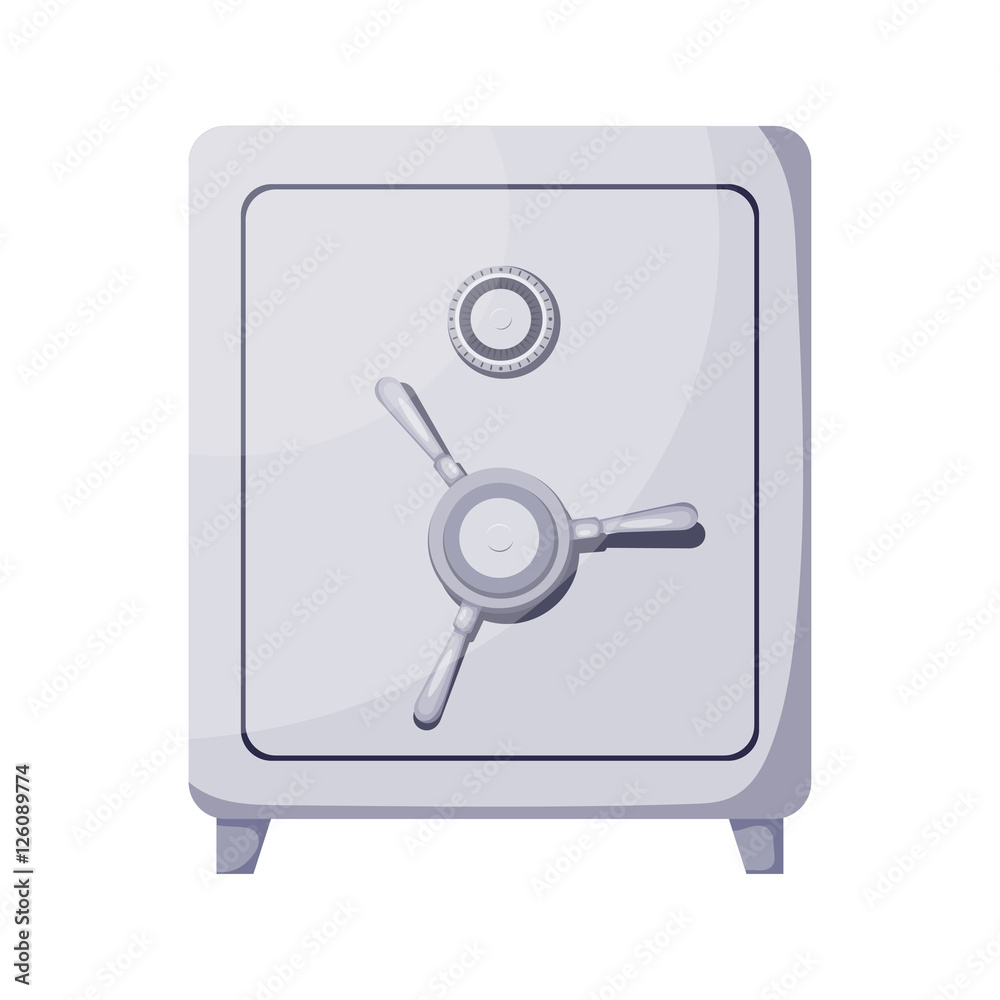 Vector illustration of closed steel safe over white background. Stock ...