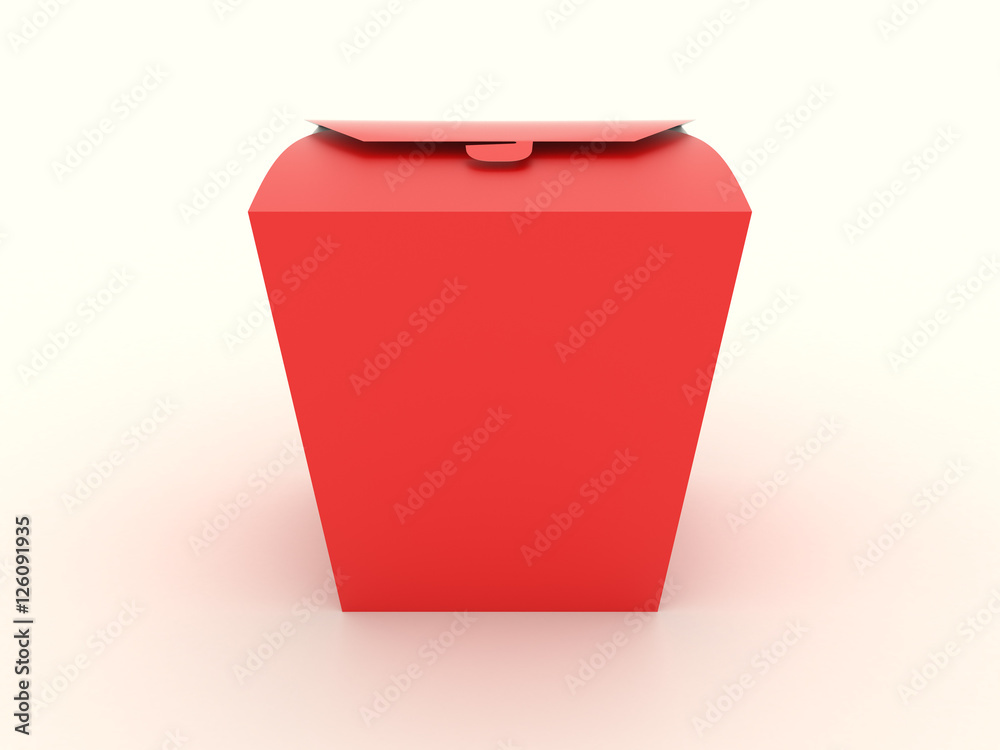 The closed red wok box mock up with blank. Package mockup for design ...