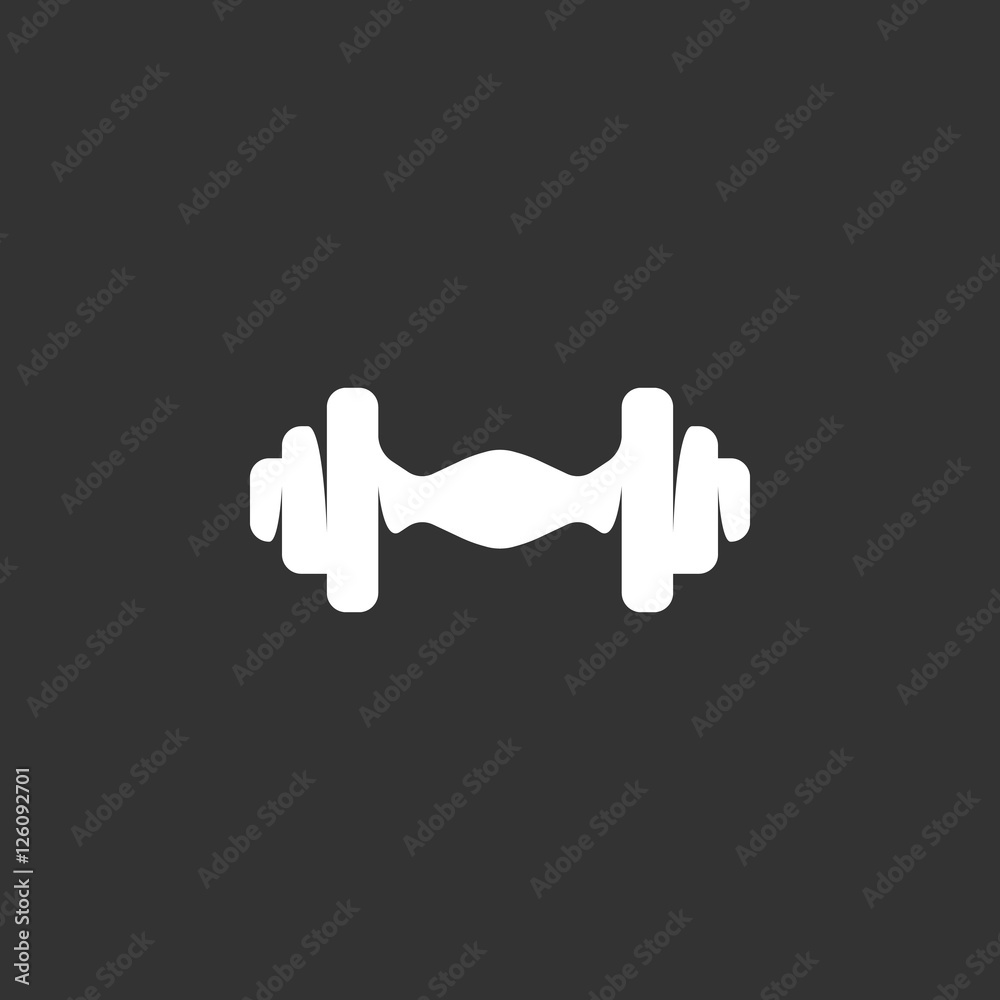 Dumbbell logo on black background. Vector icon Stock Vector | Adobe Stock