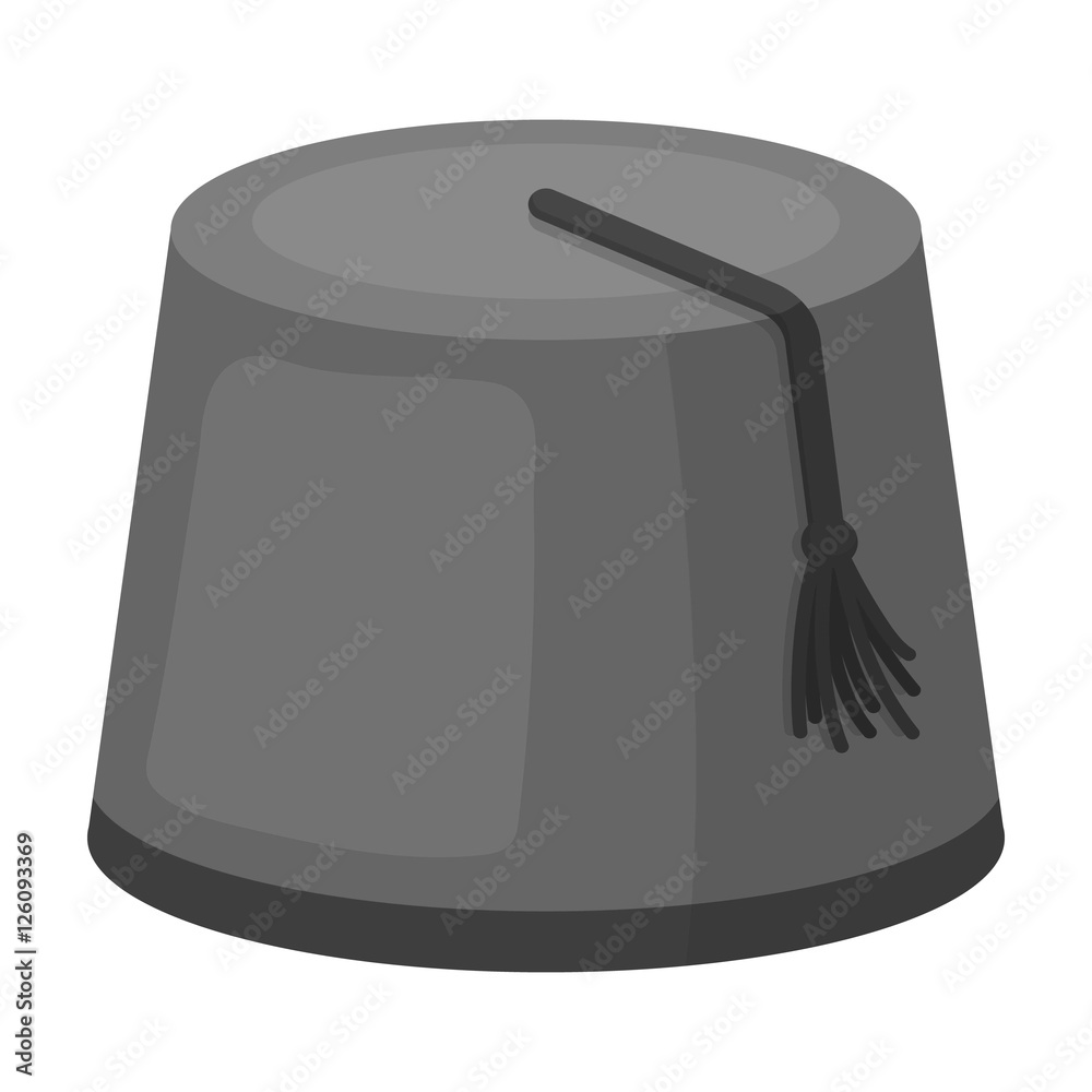 Fez icon in monochrome style isolated on white background. Turkey ...