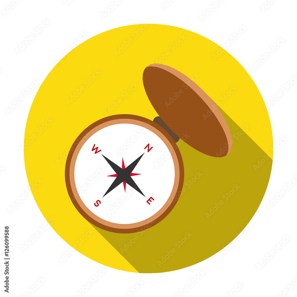 Compas icon in flat style isolated on white background. Hunting symbol ...