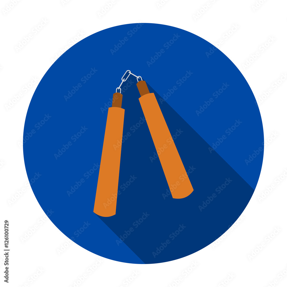 Nunchuck icon in flat style isolated on white background. Weapon symbol ...