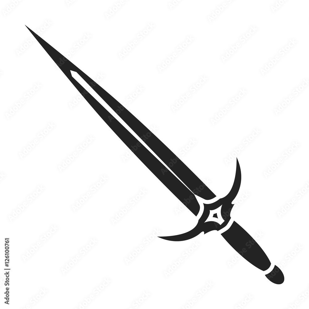 One-handed sword icon in black style isolated on white background ...