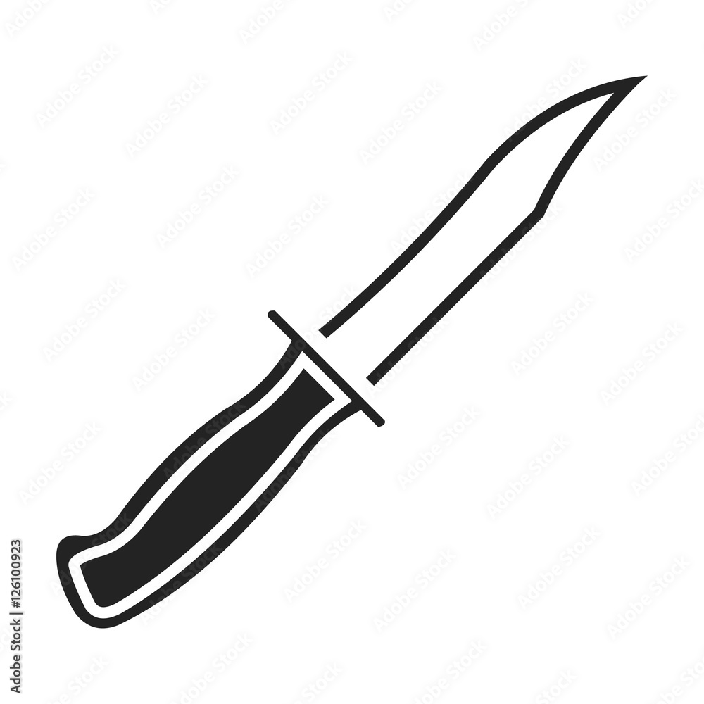Military combat knife icon in black style isolated on white background ...