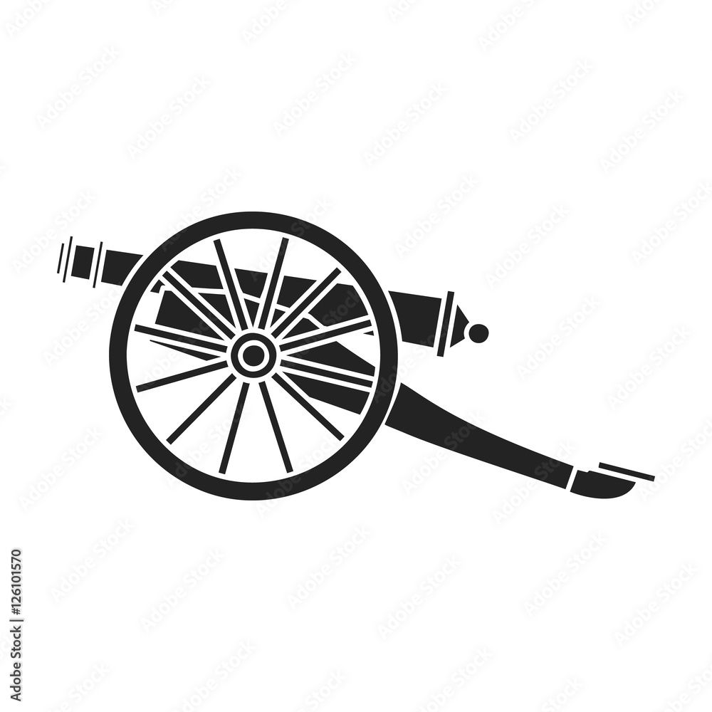 Cannon icon in black style isolated on white background. Museum symbol ...