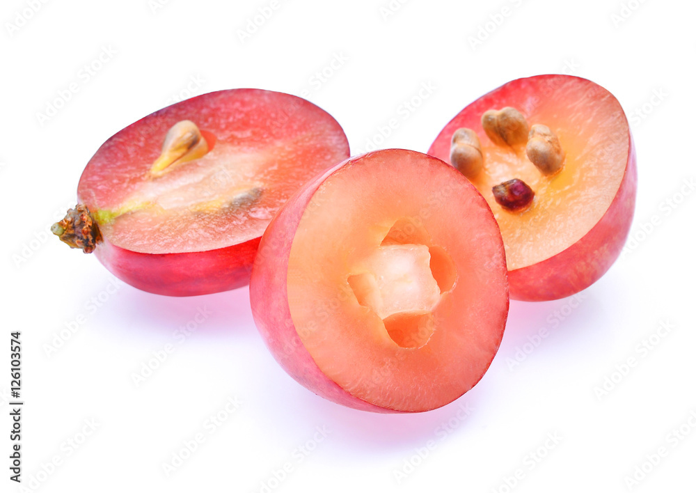 half of fresh red grape isolated on white Stock Photo | Adobe Stock