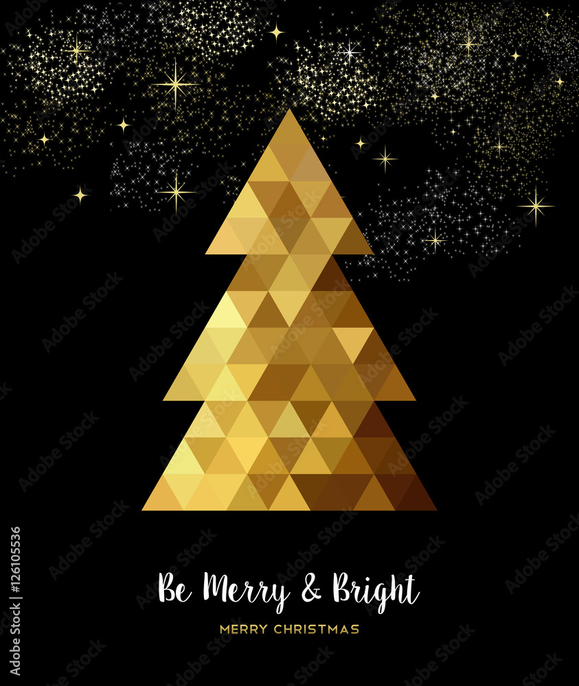 Gold Christmas tree design in gold low poly style Stock Vector | Adobe ...