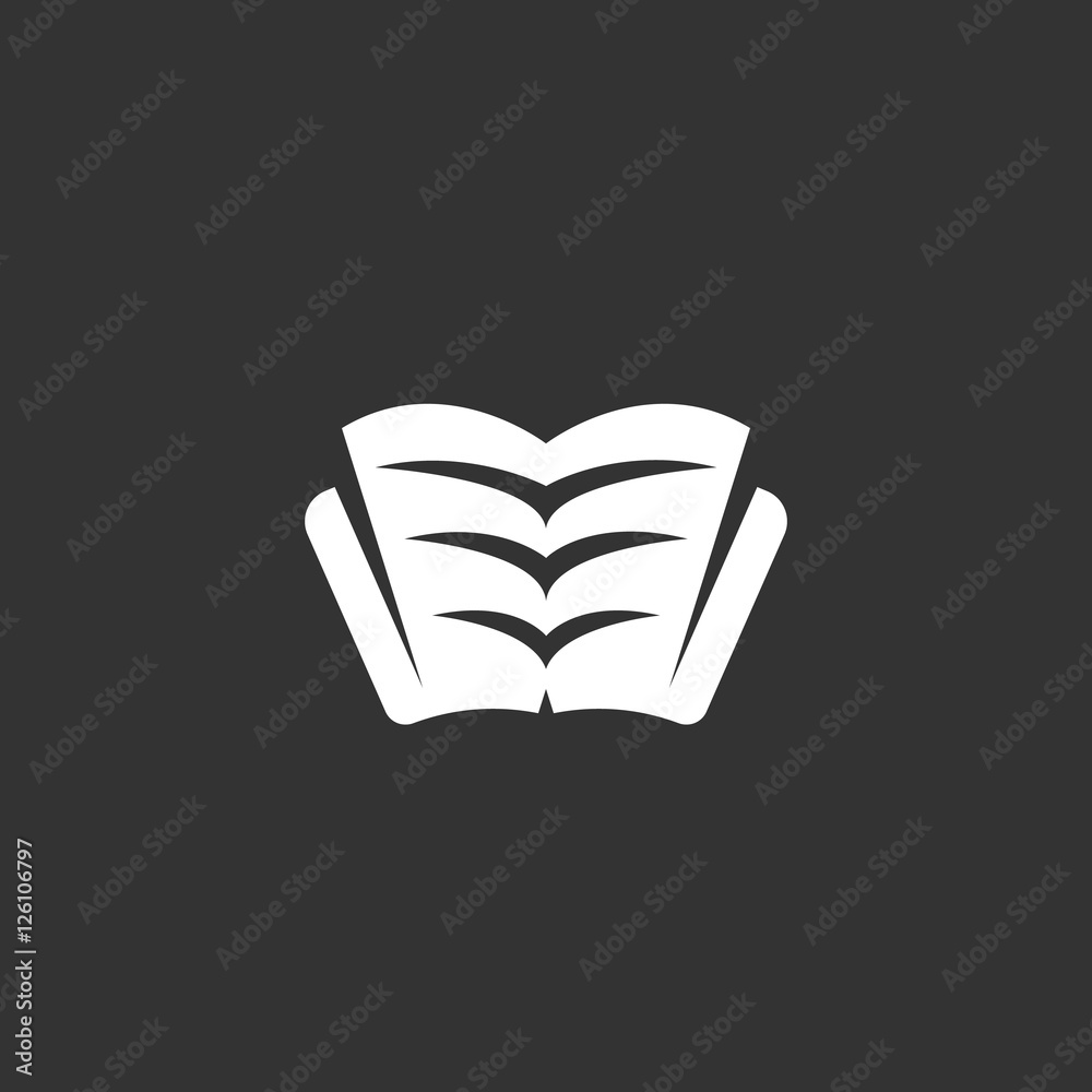 Book logo on black background. Vector icon Stock Vector | Adobe Stock