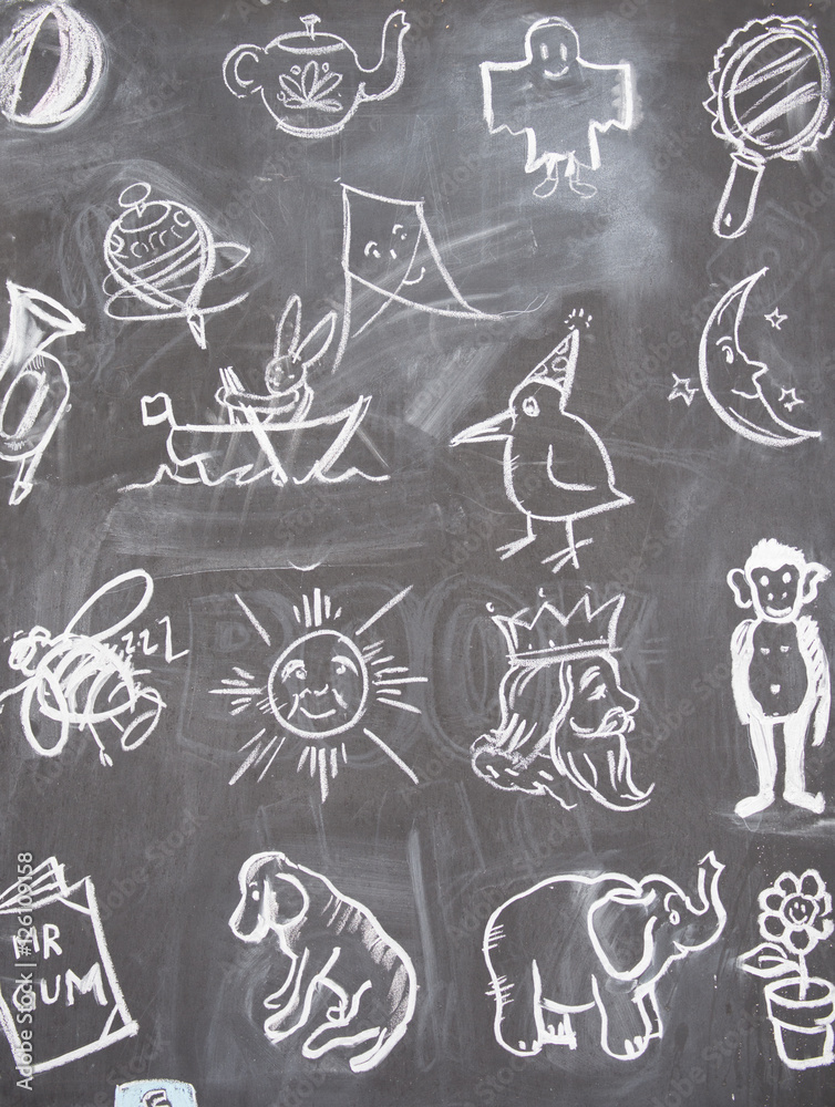 Chalkboard drawings Stock Photo | Adobe Stock