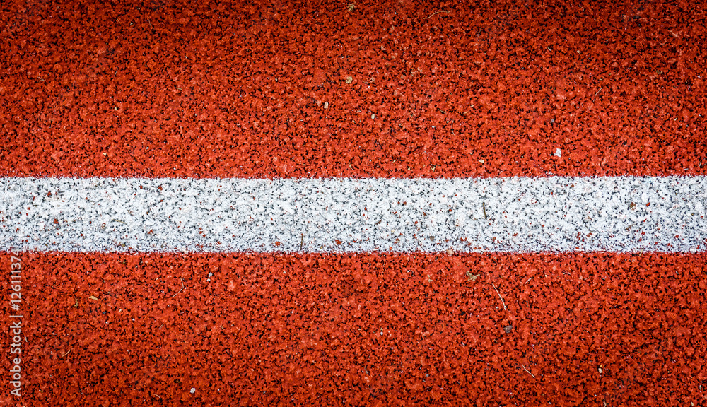 Running track with white line rubber texture. Top view rubber Stock ...
