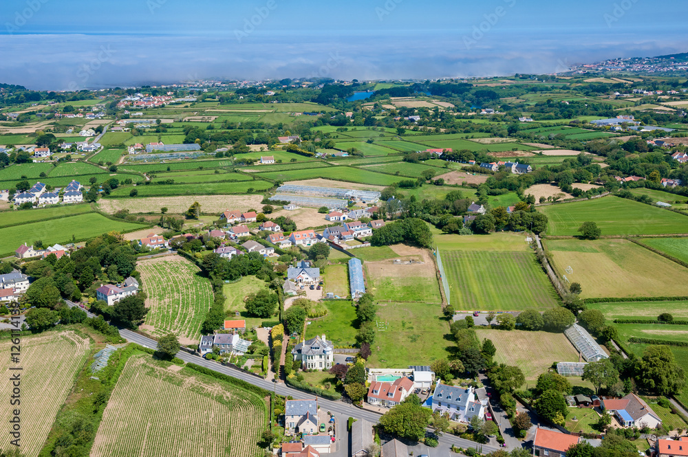 Aerial View on Guernsey, Channel Islands, UK on summer morning. Stock ...