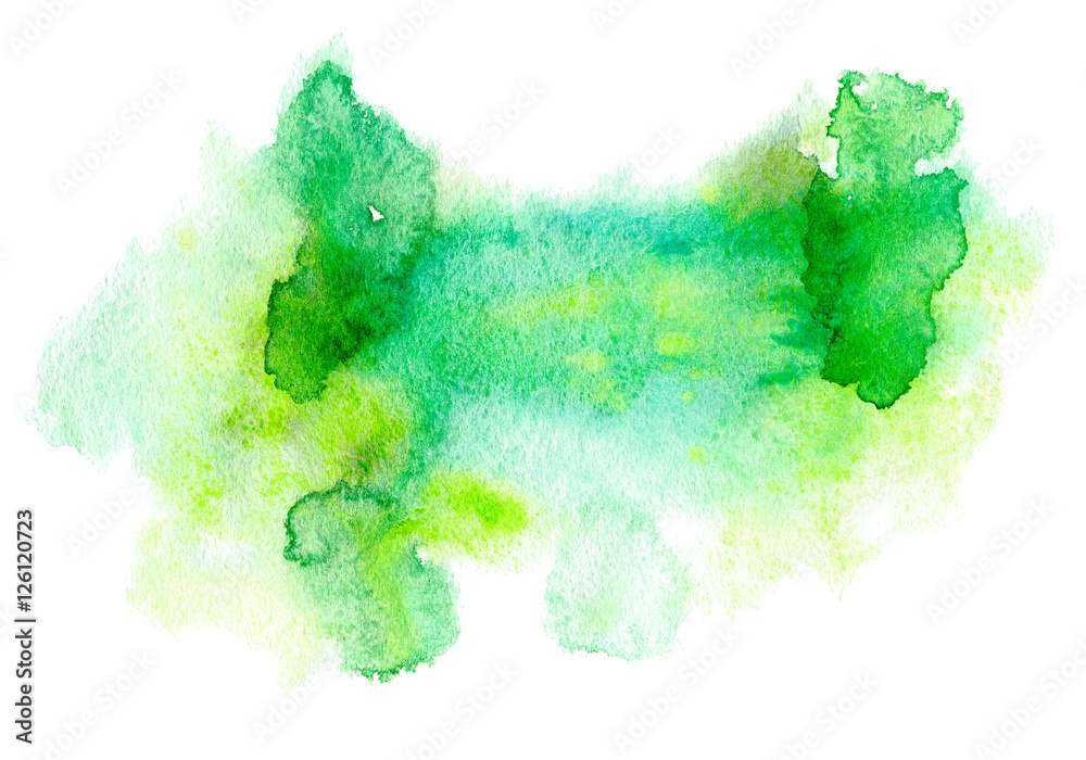 Green watery illustration.Abstract watercolor hand drawn image.Wet ...