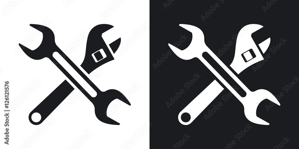 Vector tools icon. Two-tone version on black and white background Stock ...