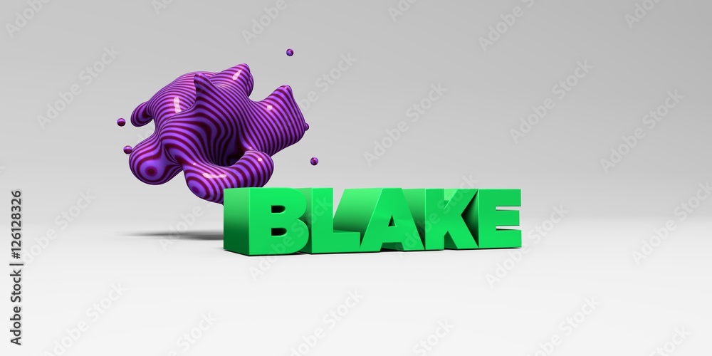 BLAKE - color type on white studiobackground with design element - 3D ...