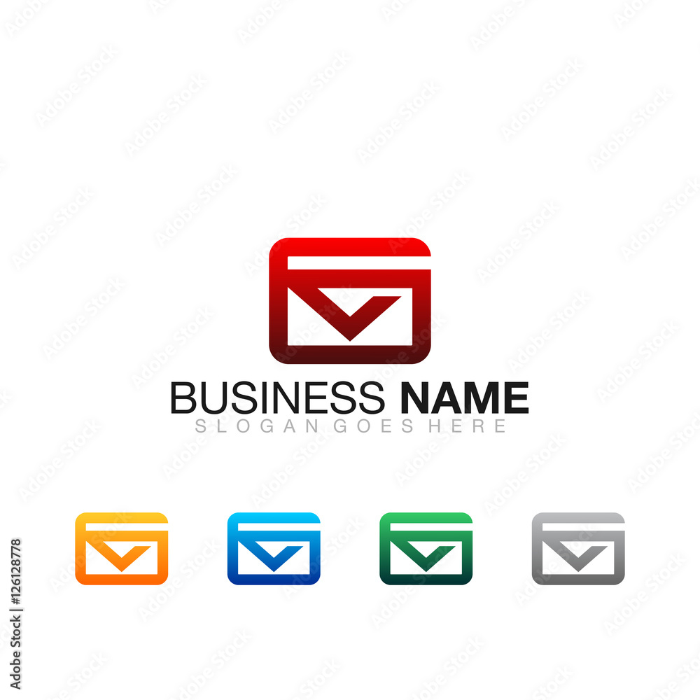 Colorful Abstract Mail Logo - Vector Icon Stock Vector | Adobe Stock