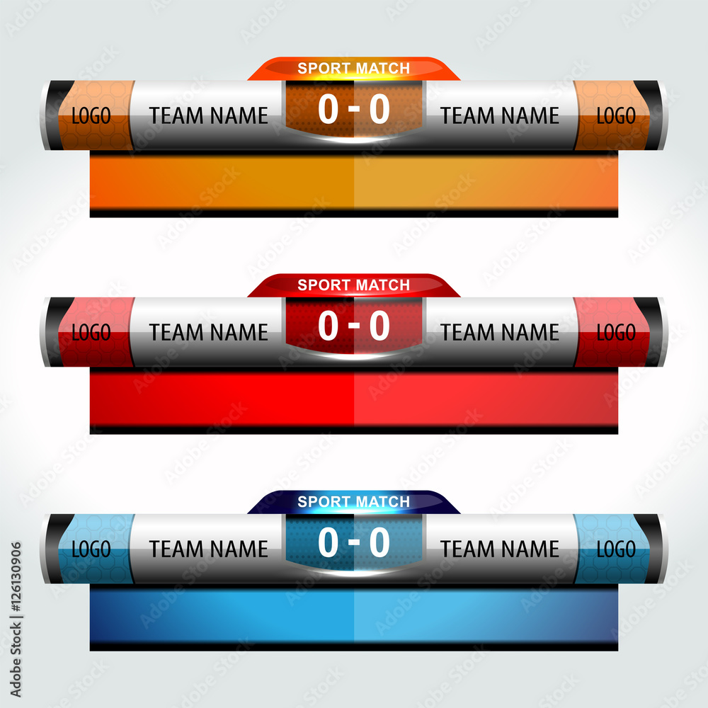 scoreboard elements design for football and soccer, vector illustration ...