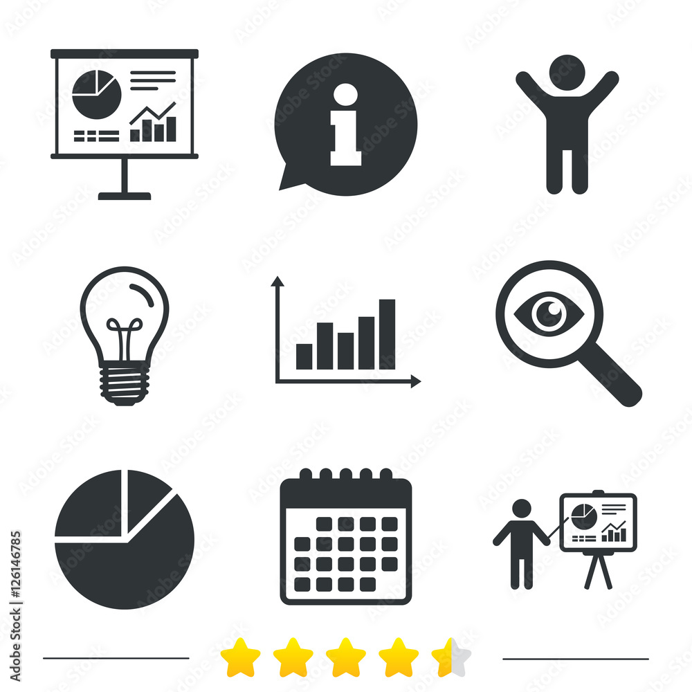 Diagram graph Pie chart icon. Presentation billboard symbol. Supply and ...