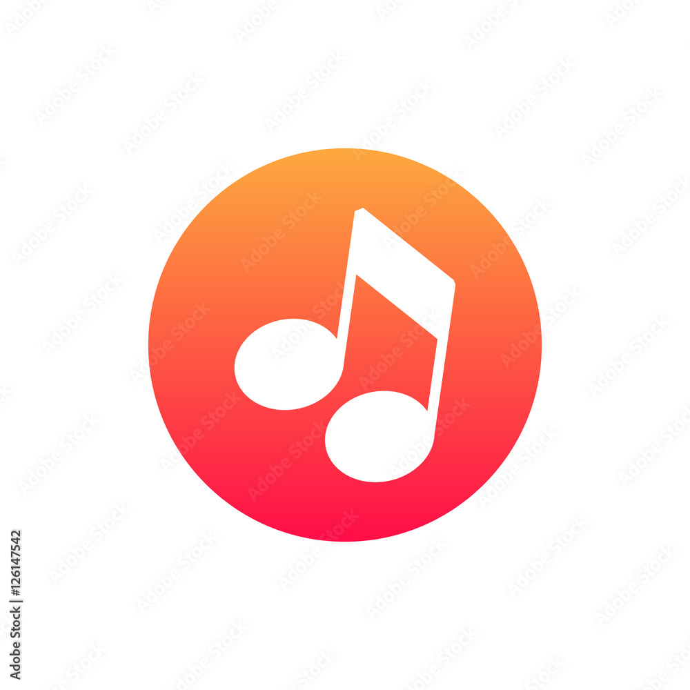 Musical note icon vector, clip art. Also useful as logo, circle app ...