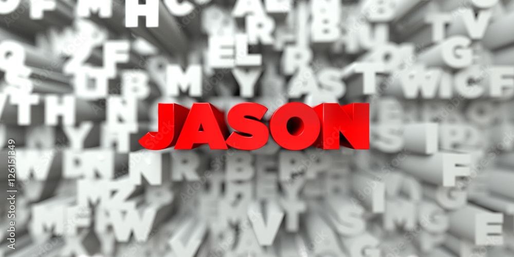 JASON - Red text on typography background - 3D rendered royalty free ...