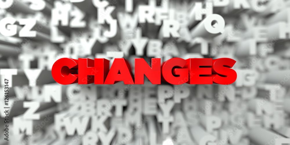 CHANGES - Red text on typography background - 3D rendered royalty free ...