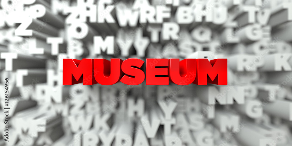 MUSEUM - Red text on typography background - 3D rendered royalty free ...