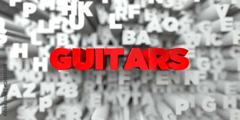 GUITARS - Red text on typography background - 3D rendered royalty free ...