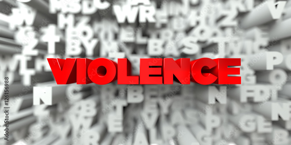 VIOLENCE - Red text on typography background - 3D rendered royalty free ...