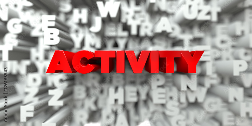 ACTIVITY - Red text on typography background - 3D rendered royalty free ...