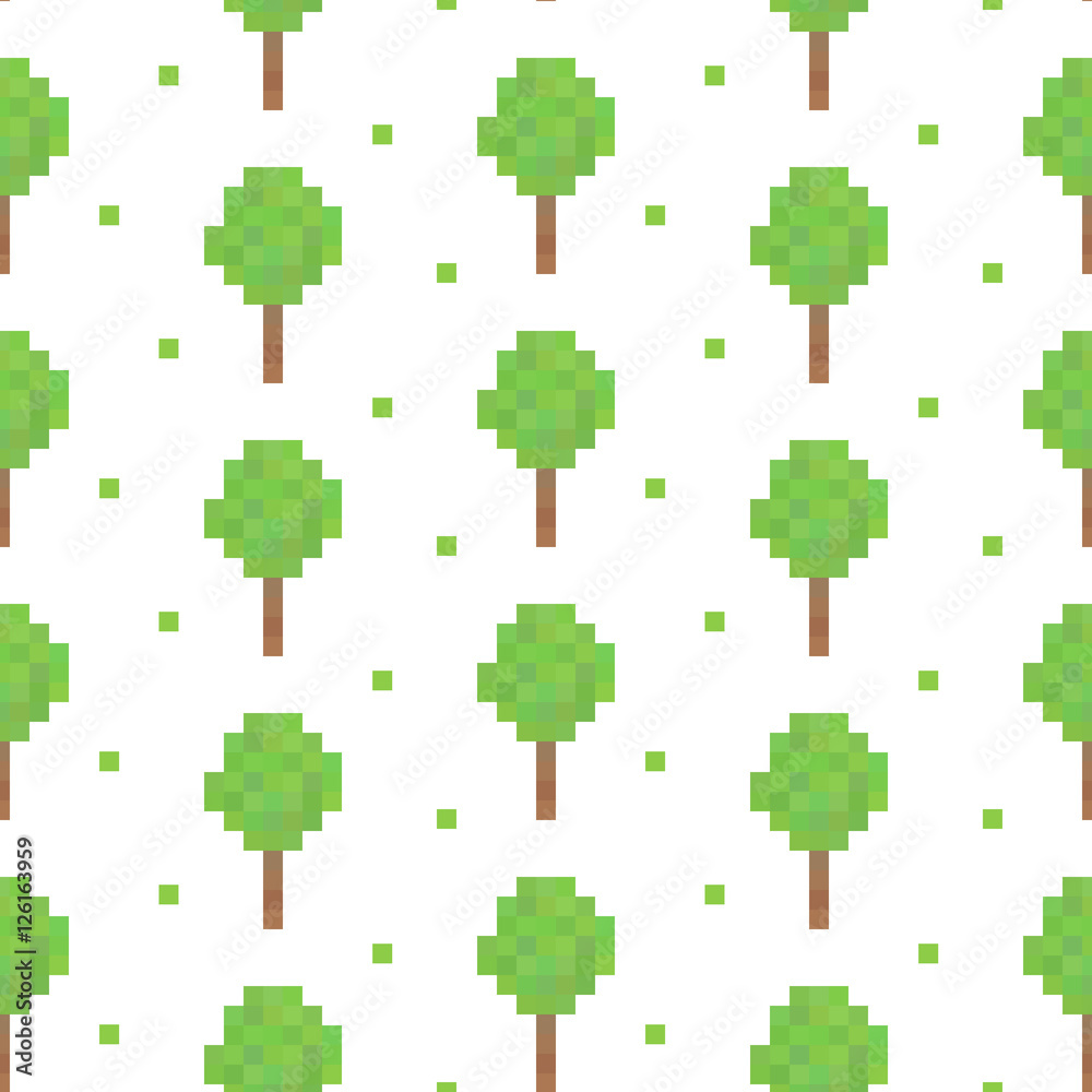 Green pixel trees seamless pattern background. Vector illustration for ...