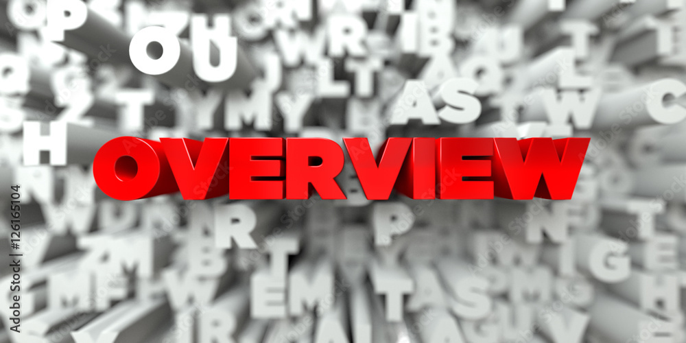 OVERVIEW - Red text on typography background - 3D rendered royalty free ...