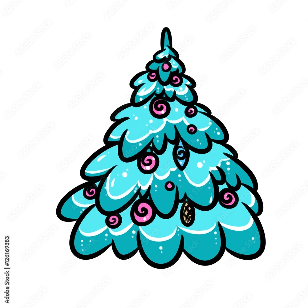 Christmas tree blue cartoon illustration isolated image Stock ...