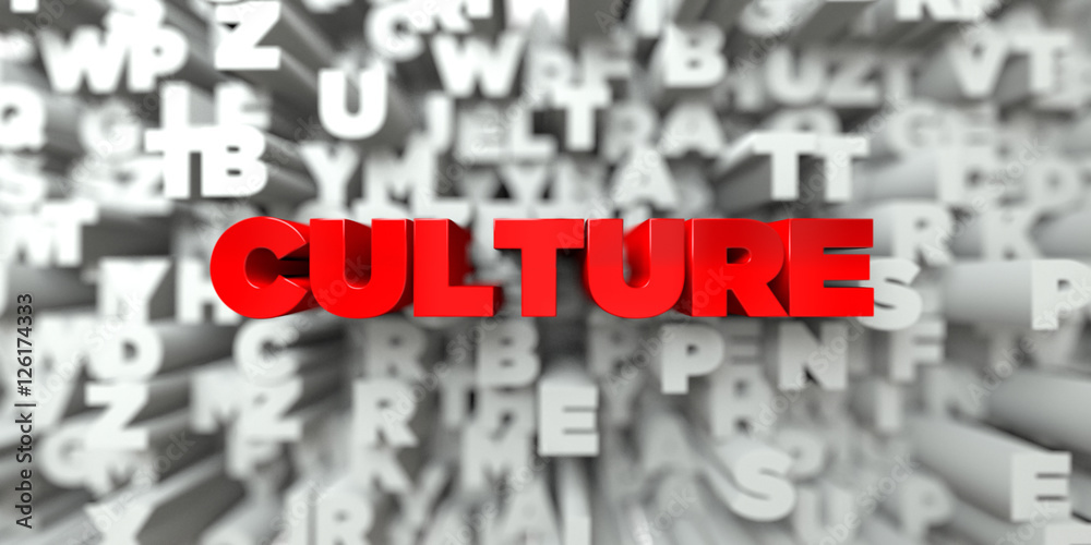 CULTURE - Red text on typography background - 3D rendered royalty free ...