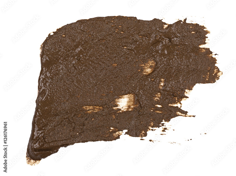 drops of mud sprayed isolated on white background, with clipping path ...