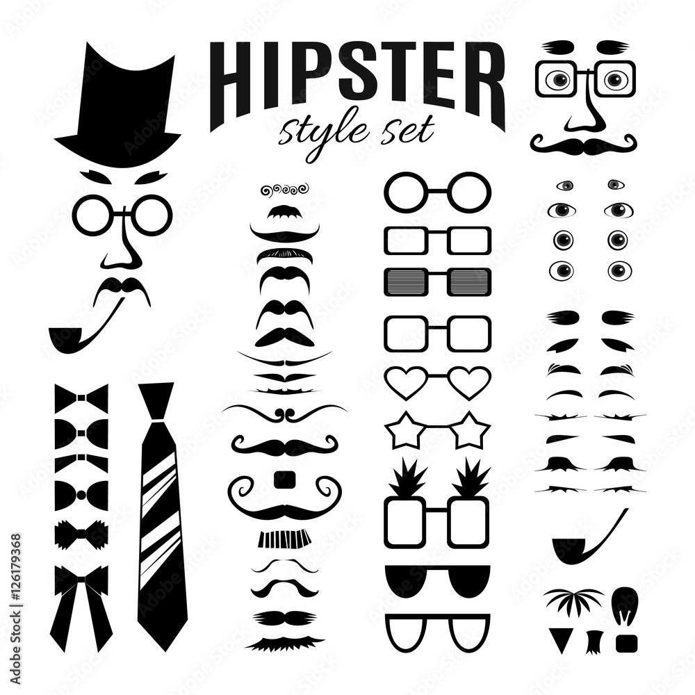 Hipster style infographic elements and icons set for retro design ...