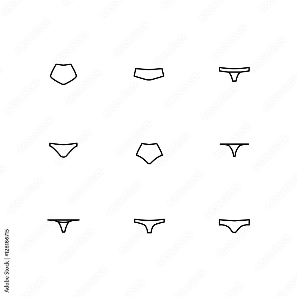 Sexy ladies lingerie. Line art panties styles Stock Vector | Adobe Stock