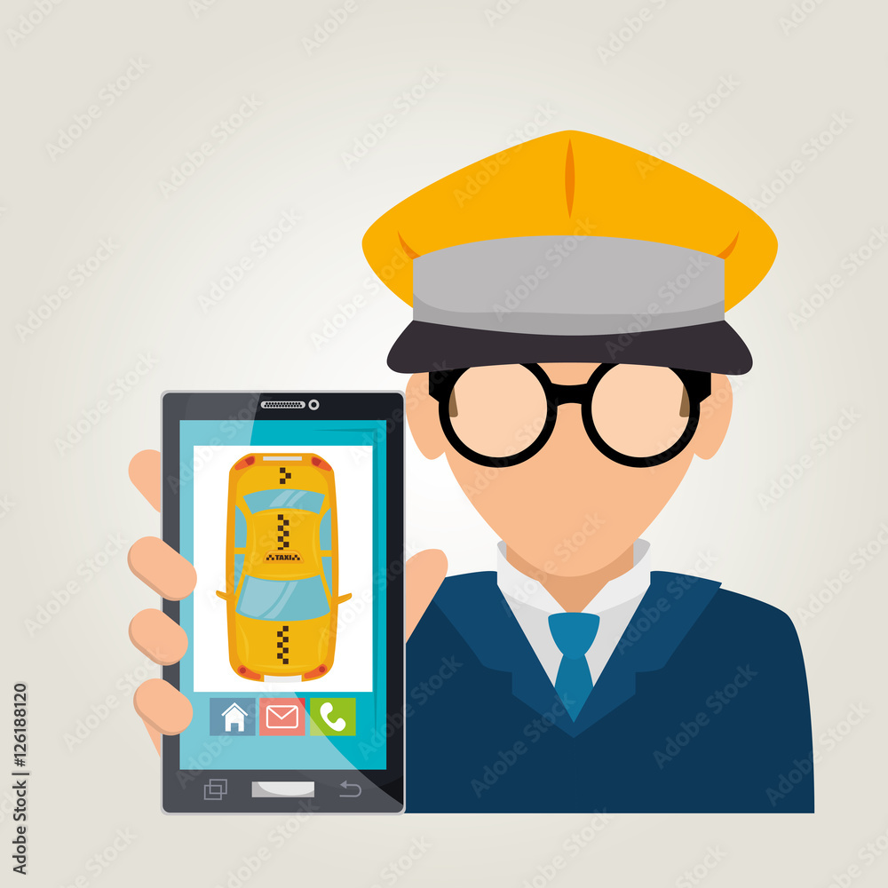 cartoon taxi driver online service vector illustration eps 10 Stock ...