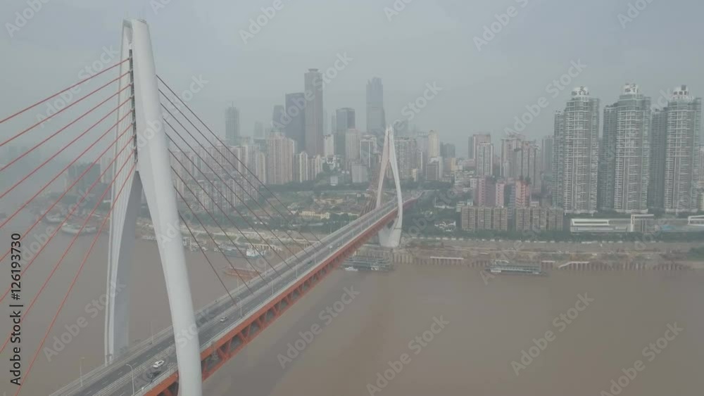 Chongqing skyline, modern bridge, infrastructure China Stock Video ...