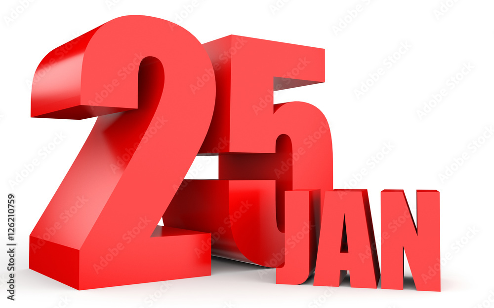 January 25. Text on white background. Stock Illustration | Adobe Stock