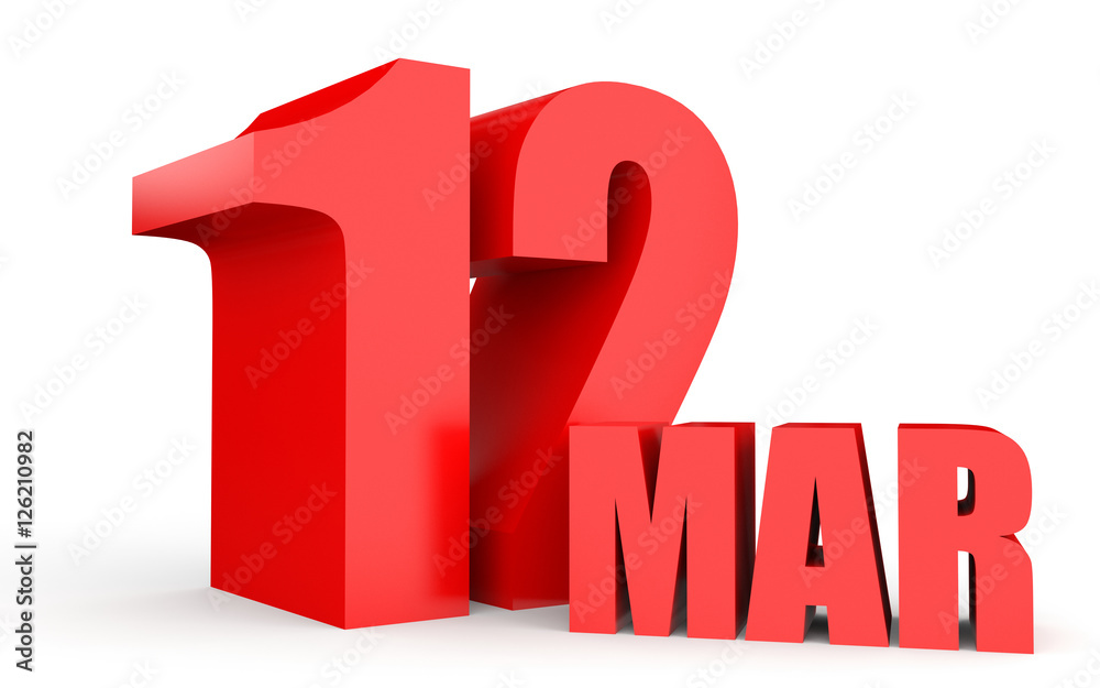 March 12. Text on white background. Stock Illustration | Adobe Stock