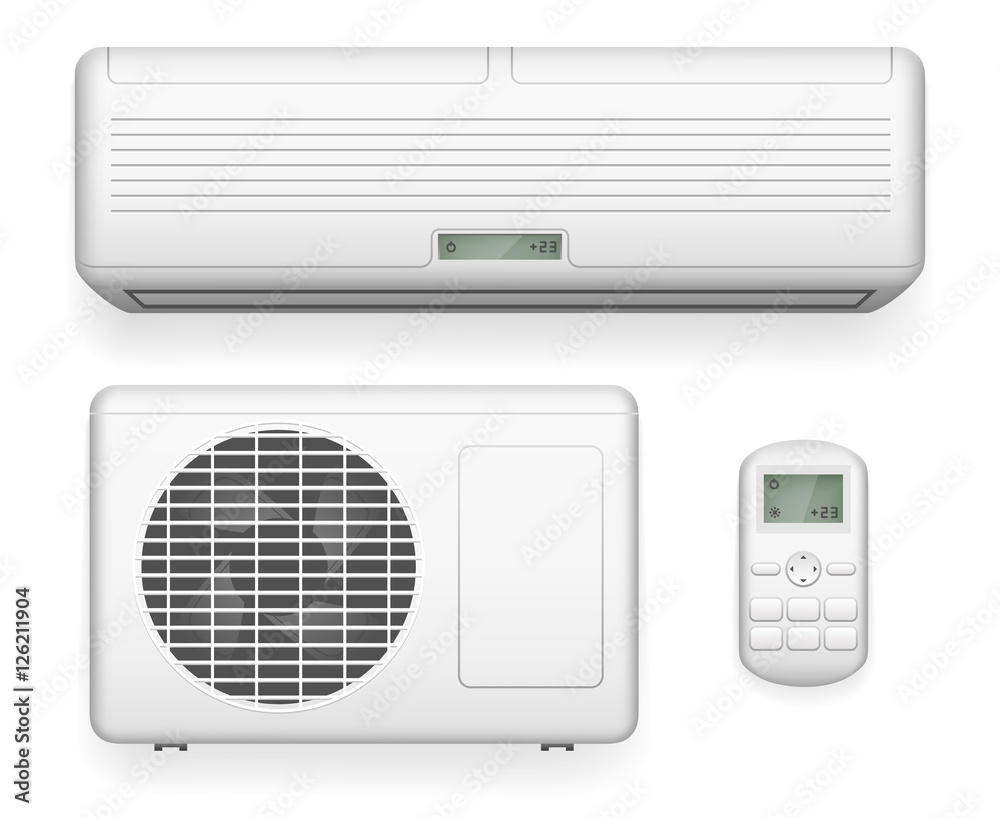 Split system air conditioner. Cool and cold climate control vector ...