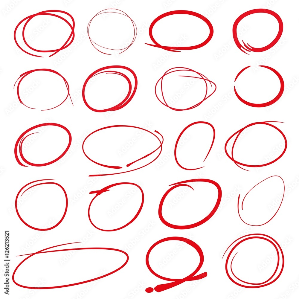 red highlighter pen, red circle markers Stock Vector | Adobe Stock