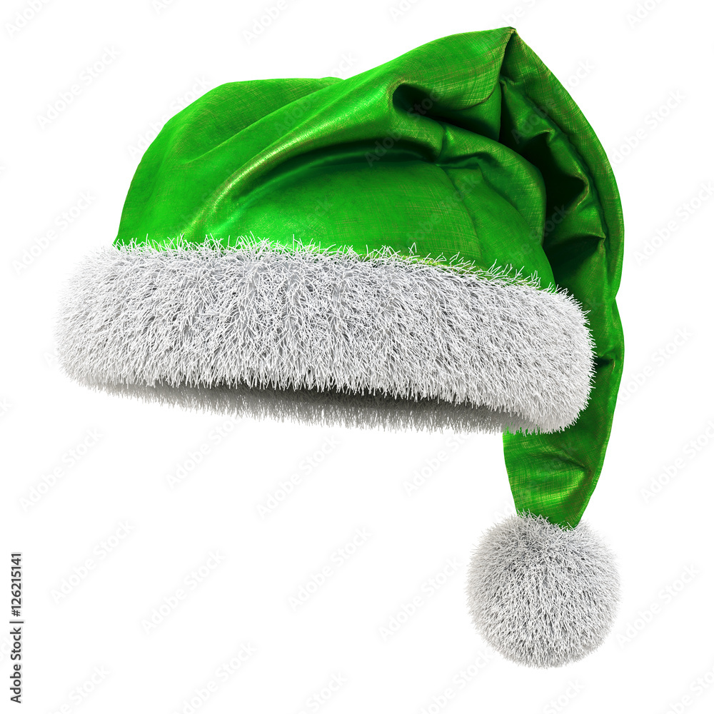 Santa Claus green hat isolated on white background. 3D illustration ...